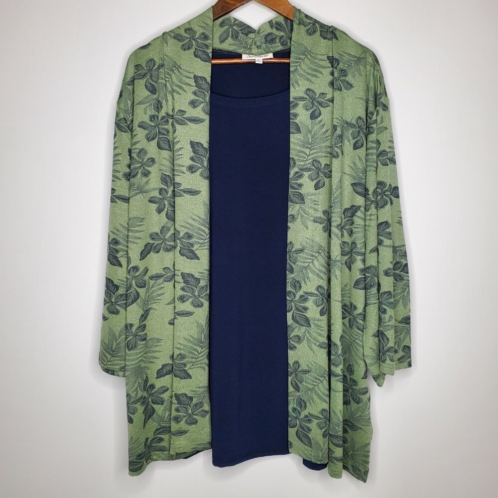 Serengeti Womens Green Blue Floral Two Fer Top Size 3… - Gem